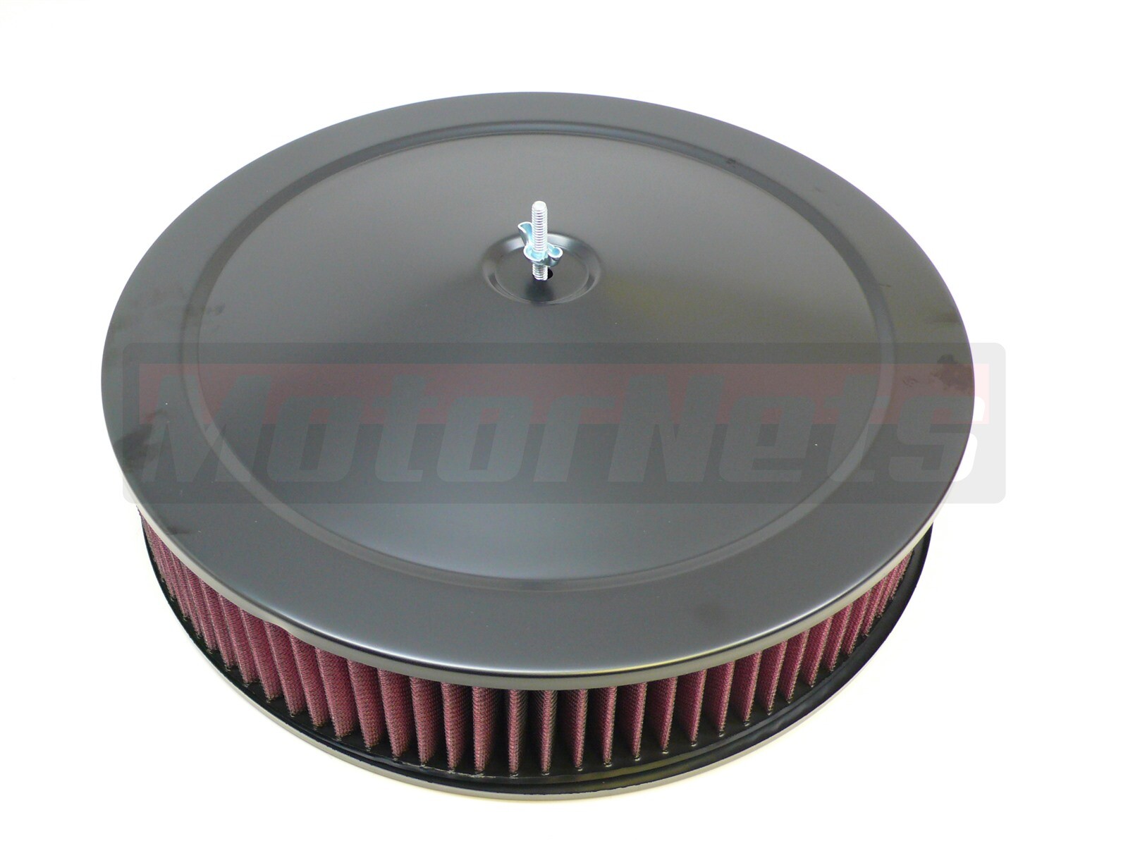 14"x3" Black Washable Red Air Cleaner Flat SBC 350 BBC 454 Chevy Ford ...