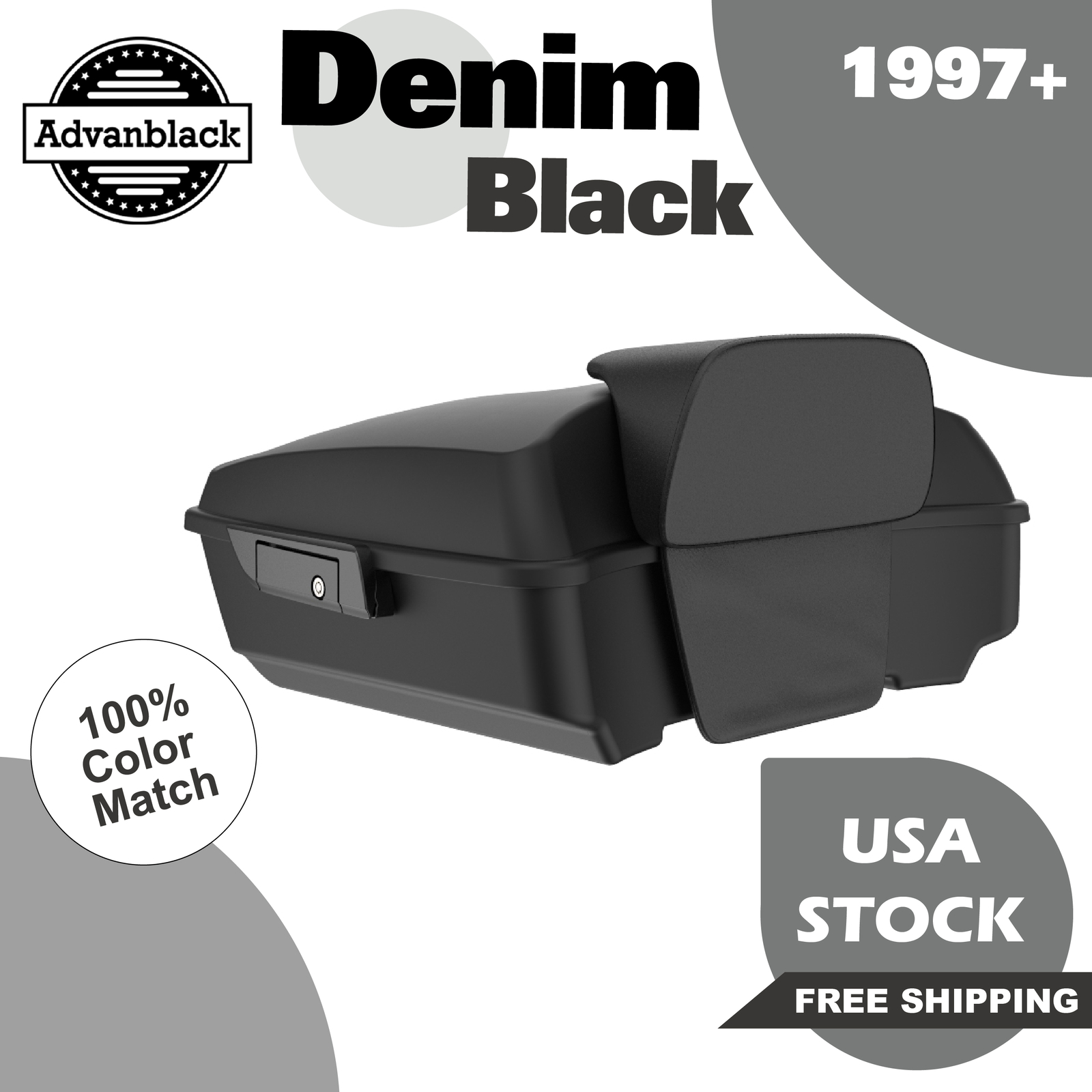 Advan Denim Black Rushmore Chopped Tour Pack Pak Pad For Harley/Softail ...