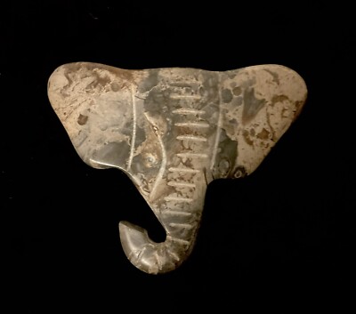 Carved Stone Elephant Head Pin Brooch 2” high | eBay