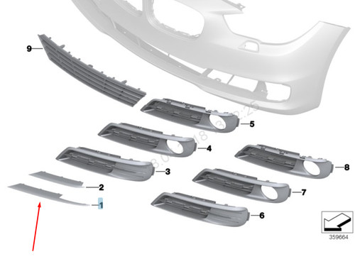 2015 BMW 5 GT F07 Front Bumper Grille Left Finish Trim | 51117331715 ...