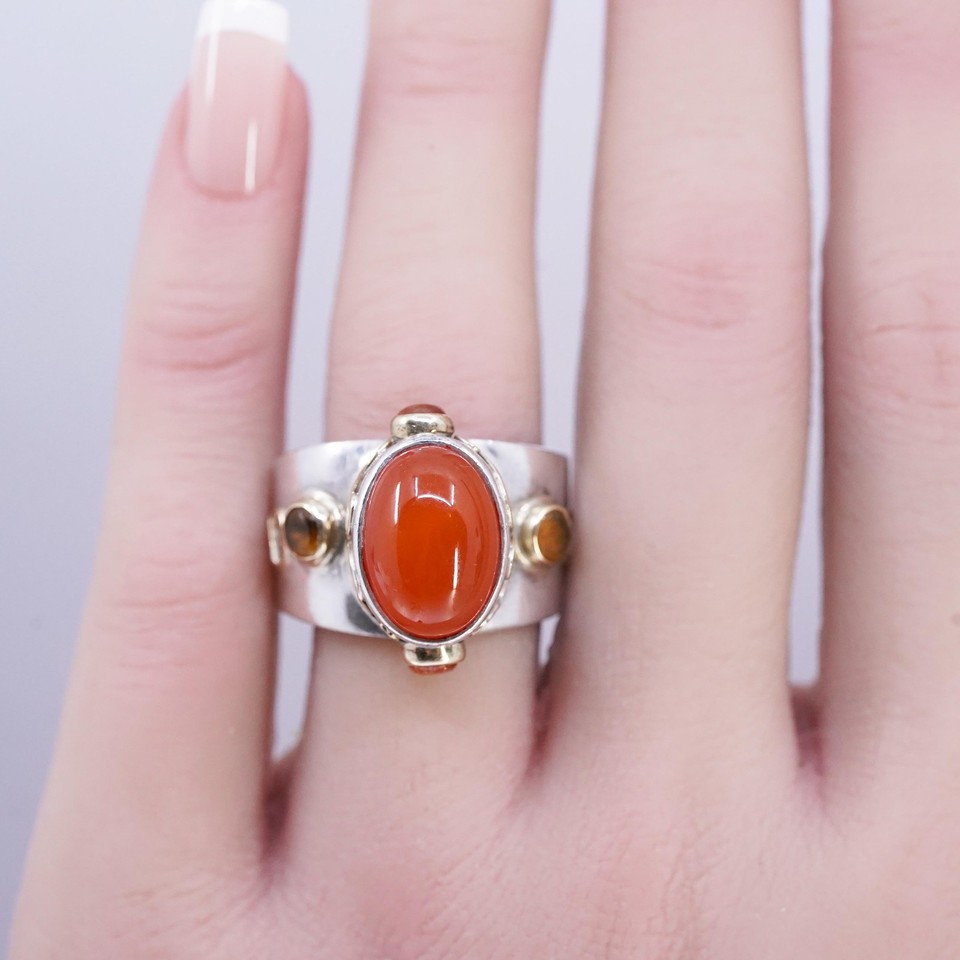 size 9, FUSION Sara Blaine Sterling 925 Silver 18K gold beaded Ring ...