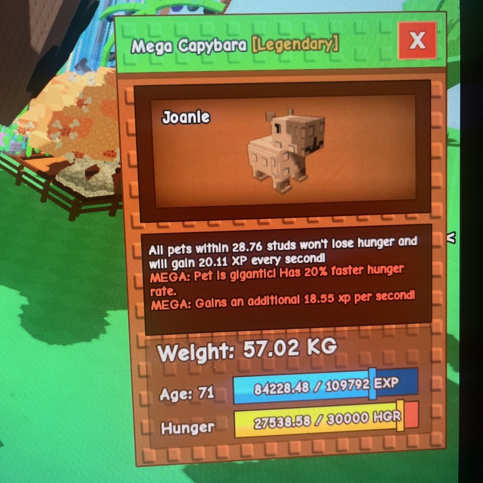 Grow a Garden | Pet | Mega Huge/Titanic Capybara | 60kg + | Roblox | eBay