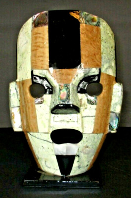 Mayan Aztec Inca Mosaic Abalone Onyx Tribal Death Burial Mask Inlay ...