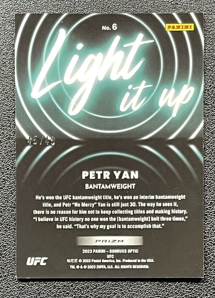 2023 Donruss Optic UFC Petr Yan Light It Up Insert #6 Blue Prizm 45 /49 ...
