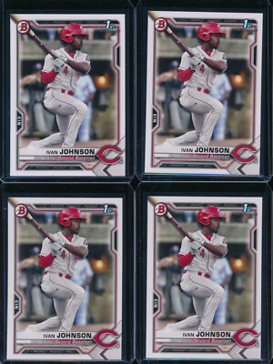 Lot of (4) IVAN JOHNSON 1st 2021 Bowman Paper Prospects Reds Rookie ...