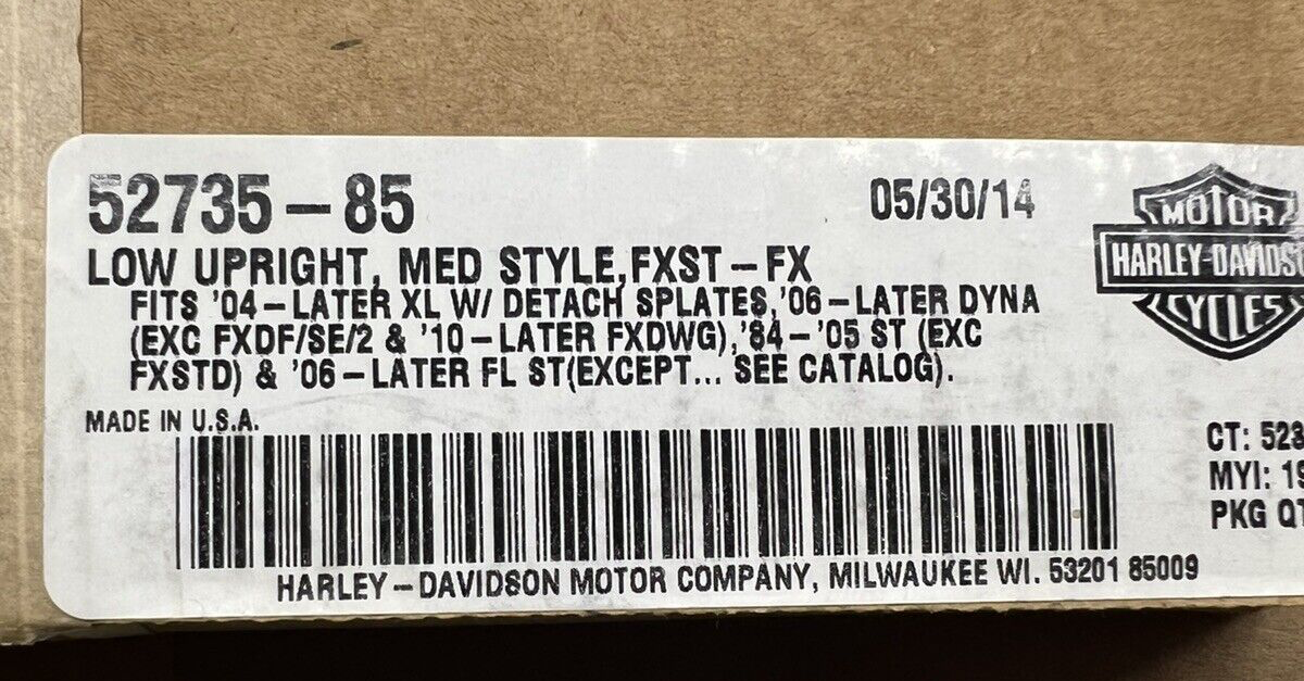 Harley Davidson OEM Low Upright - Med Style - 52735-85 | eBay