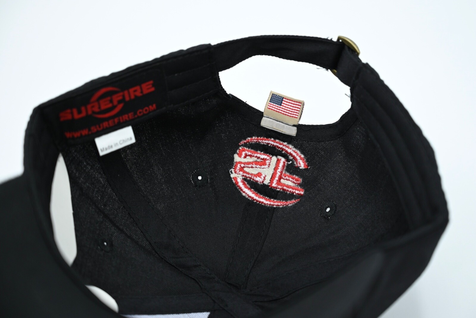 SUREFIRE LOGO HAT/BASEBALL CAP BLACK SUREFIRE "SF" LOGO/FLAG ON BACK ...