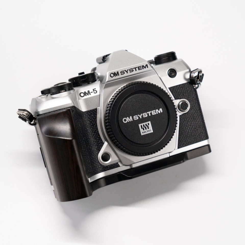Wood Camera Hand Grip Handle L board QR Plate for Olympus OM5 Mark II ...