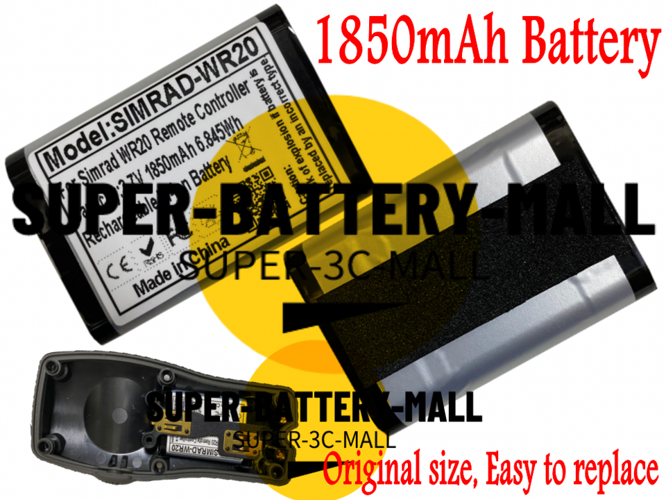 1850mAh Battery Replace Simrad WR20 Remote Controller Original size ...
