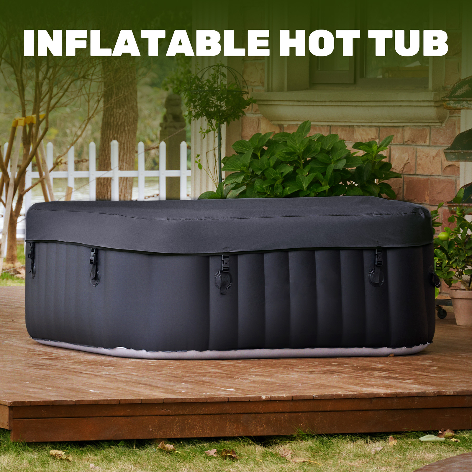 5 Foot Portable Inflatable Square Hot Tub for Sauna Therapeutic Bath ...