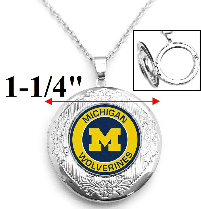 Michigan Wolverines Women Sterling Silver Link Chain Necklace Locket ...