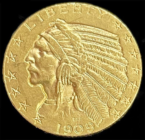 1909 D GOLD UNITED STATES $5 DOLLAR INDIAN HEAD HALF EAGLE COIN DENVER ...