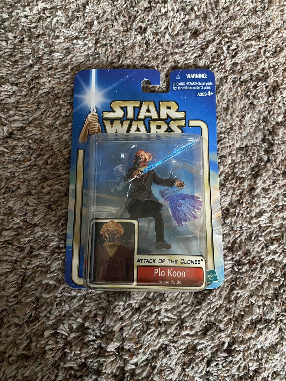 New 2002 Hasbro Star Wars Attack of the Clones Plo Koon 3.75" Action ...