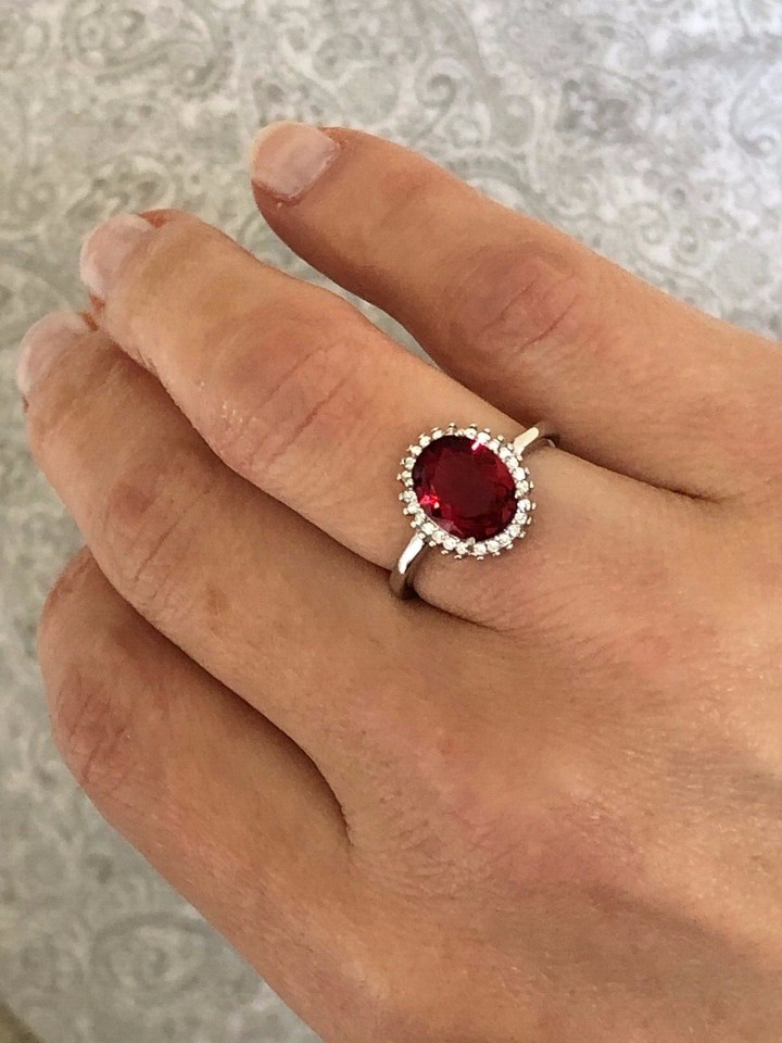Genuine 925 Sterling Silver Royal Red Ruby and CZ Ring All Sizes | eBay UK