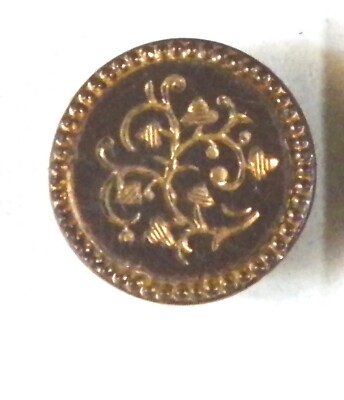 Bb Chocolate GLASS Antique BUTTON Intaglio IVY Gold Luster Filled | eBay