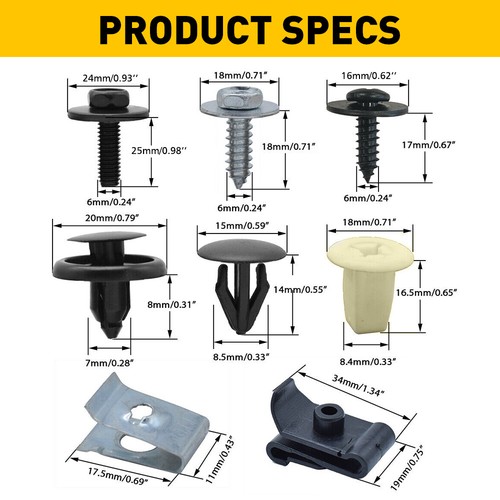 For Lexus Bolts Body & U-nut Clips-M6 Under Engine Cover Splash Shield ...