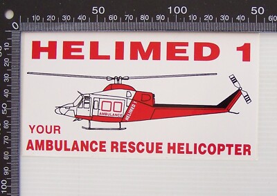 VINTAGE HELIMED 1 AMBULANCE RESCUE HELICOPTER ADVERTISING PROMO STICKER ...