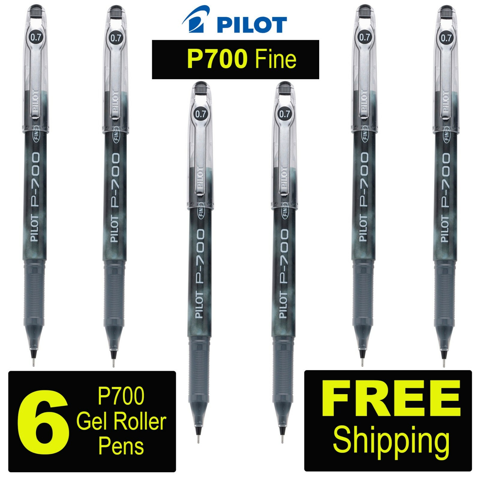 Pilot P700 Fine 38610, Black Ink, 0.7mm Precise Gel Roller Pen, Pack of ...