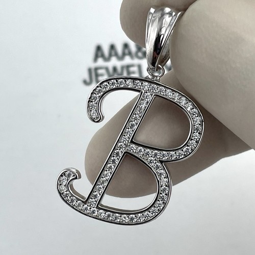 925 Solid Sterling silver initial Script letter “ B “ Pendant | eBay