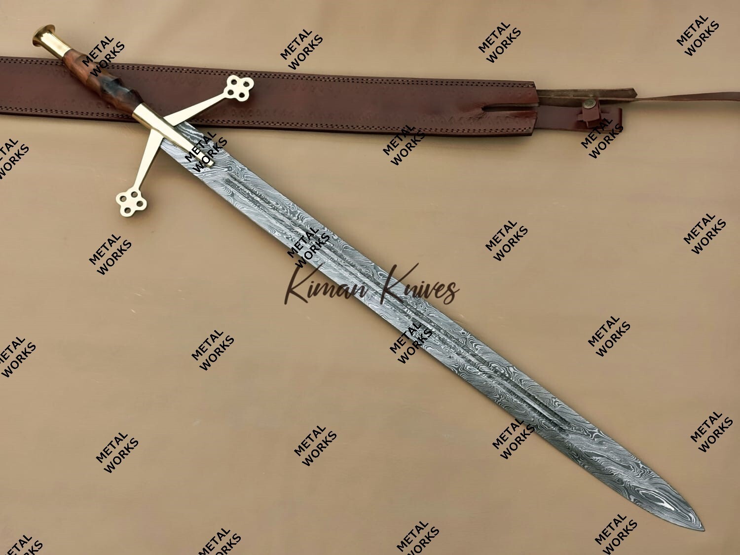 Custom Handmade 38" Long Damascus Blade Scottish Claymore Sword. | eBay
