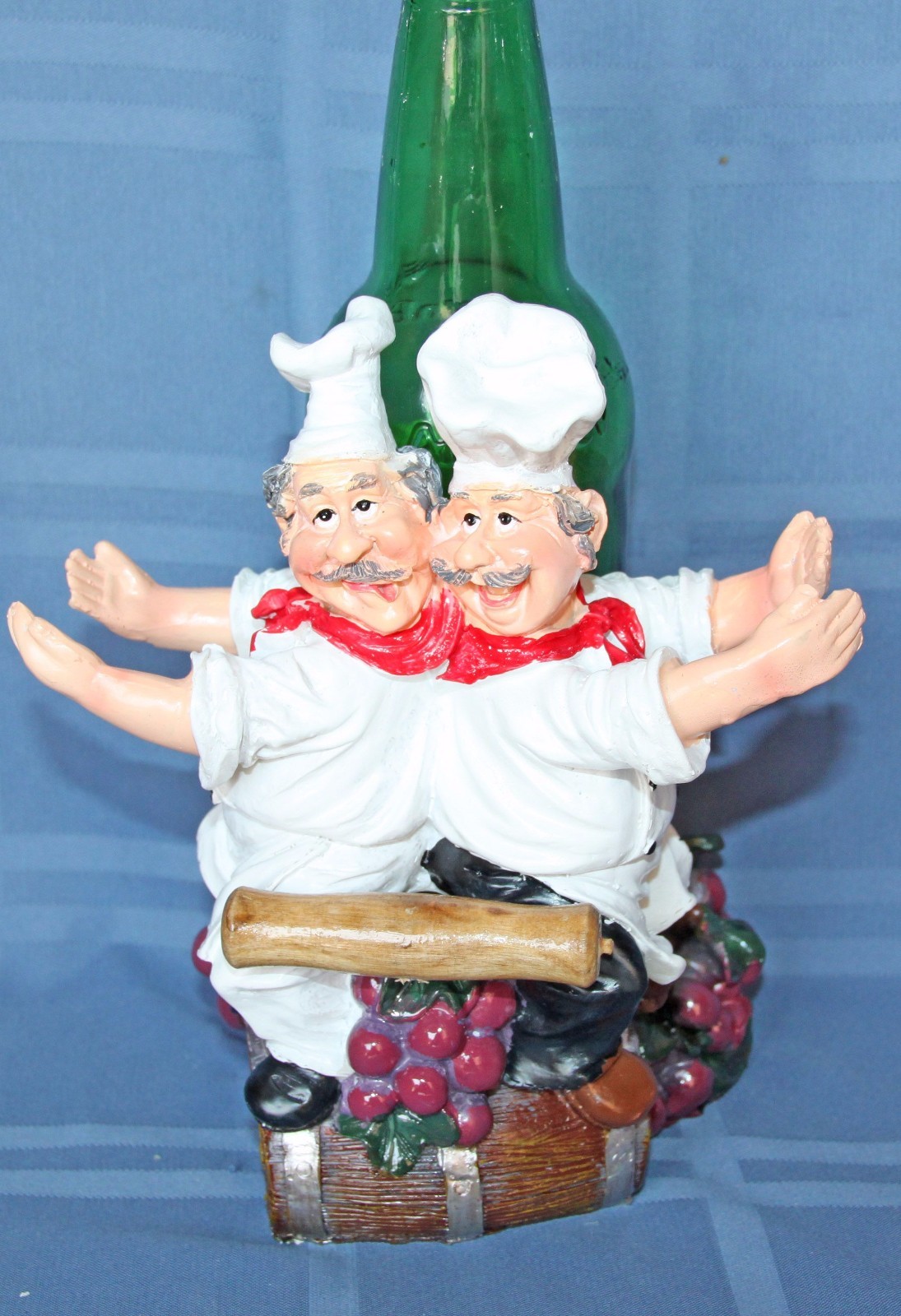Fat Chef Wine Bottle Holder with cork opener, 10" Tall , 2 chefs design ...
