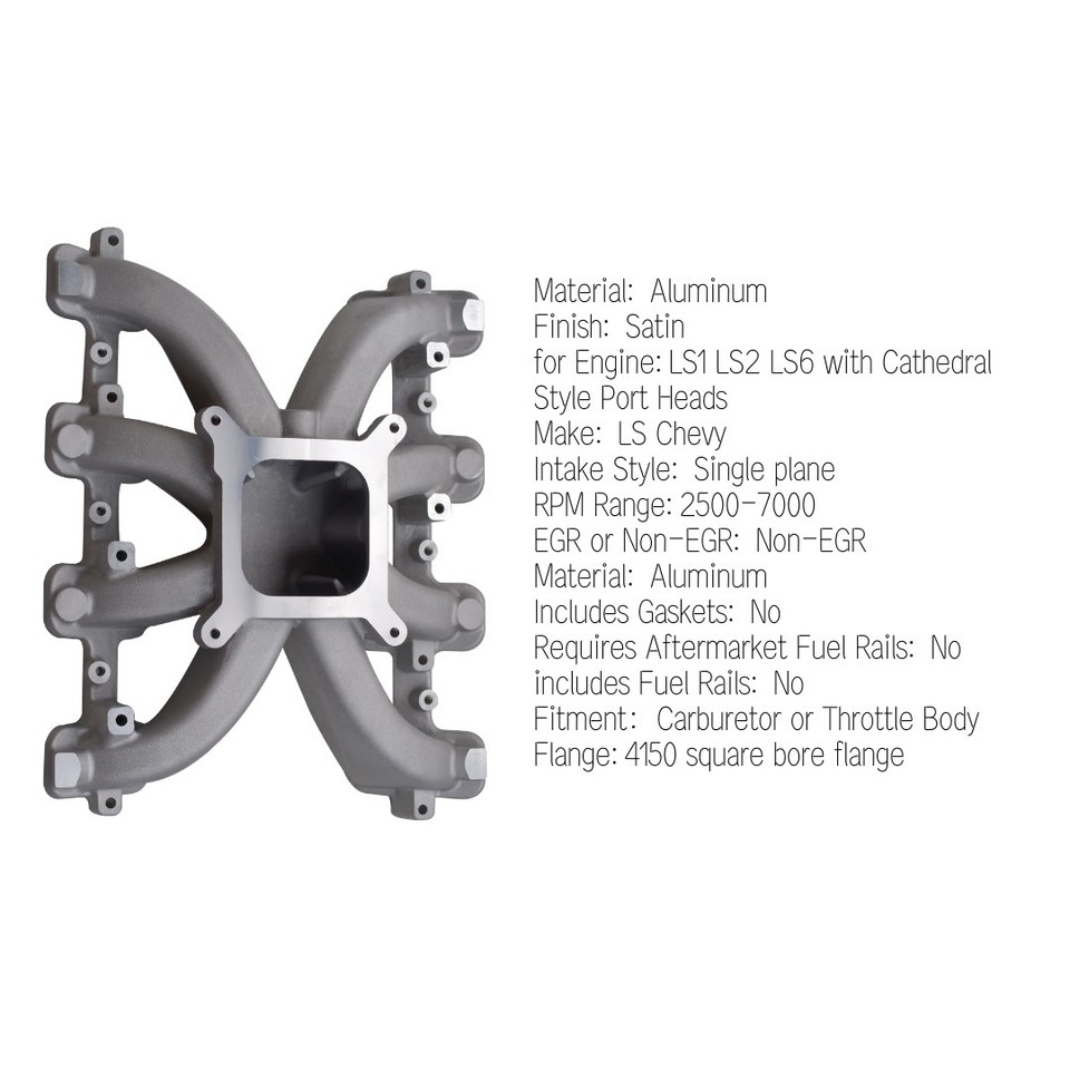 For GM LS Gen III IV LS1 LS2 LS6 Single Plane Carb Intake Manifold 300 ...