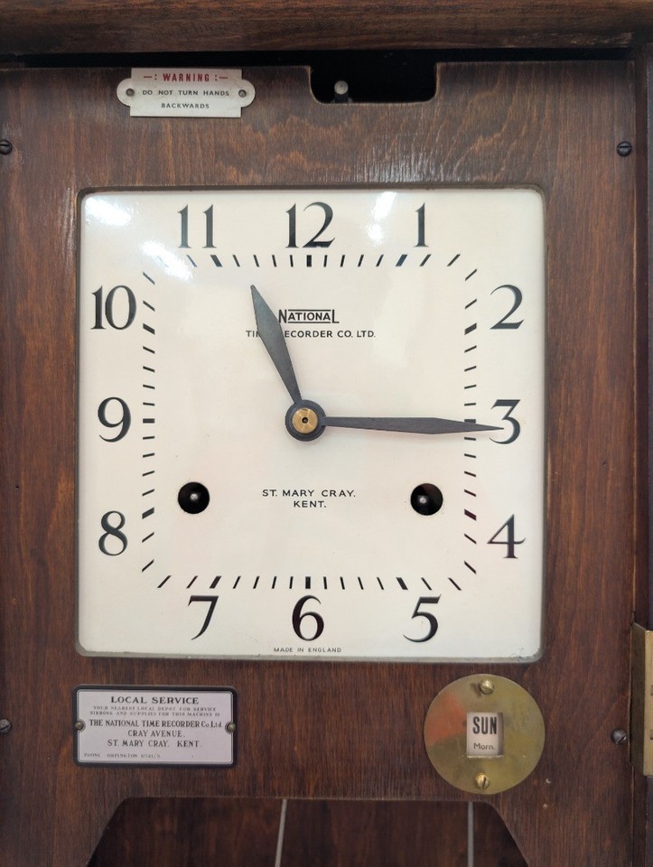 An Early/Mid-Century National Time Recorder Clocking In/Out Clock - CS ...
