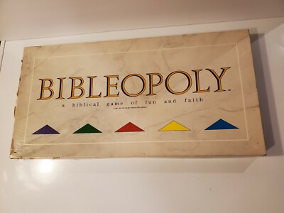 Bibleopoly biblical game of fun faith 1991 vintage board game church ...