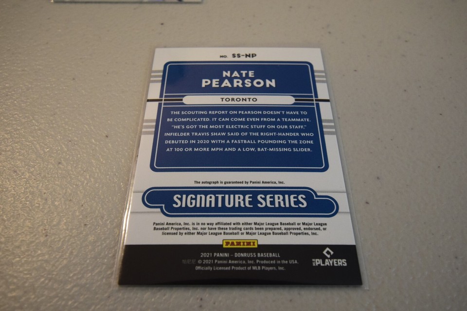 2021 Donruss Nate Pearson Signature Series Prospect Auto #SS-NP Blue ...