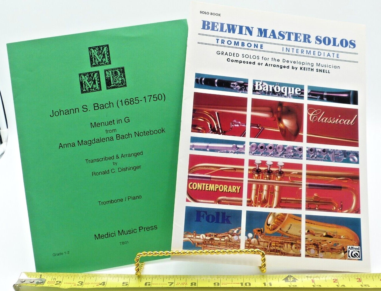 Trombone/ Baritone Solo Sheet Music Bach Menuet & Belwin Master Solos ...