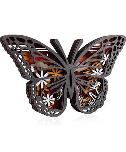 Laozai Wooden Cabin Decor with Light, Animal Butterfly Rustic Home ...