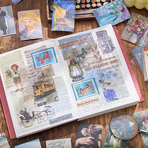 12 Sets 600 Sheets Washi Stickers for Journaling, Map Nature Vintage ...