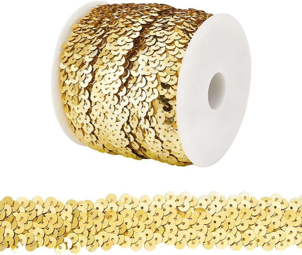 OLYCRAFT 11-Yard 1 Inch Elastic Sequin Trim Metallic Gold Stretch | eBay