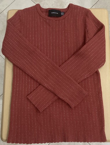 Hopscotch rust long sleeve knit pullover top silver stitch design size ...