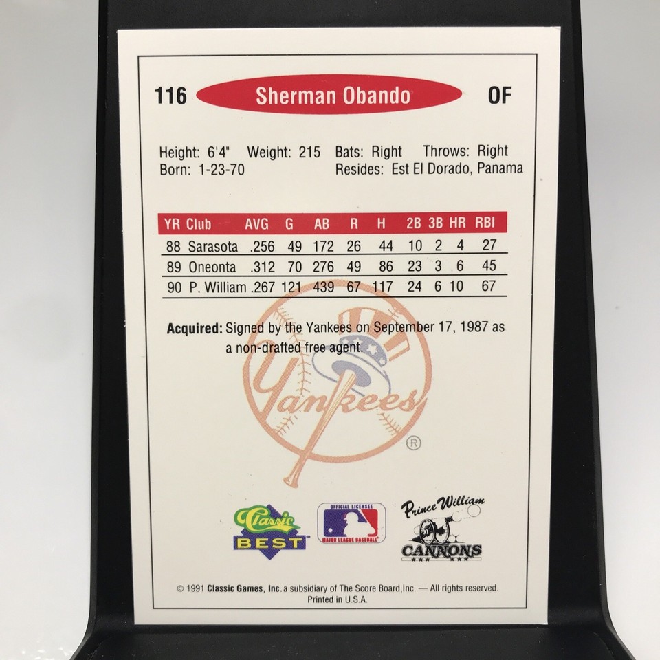 1991 Classic Best Sherman Obando Prince William Cannons #116 | eBay