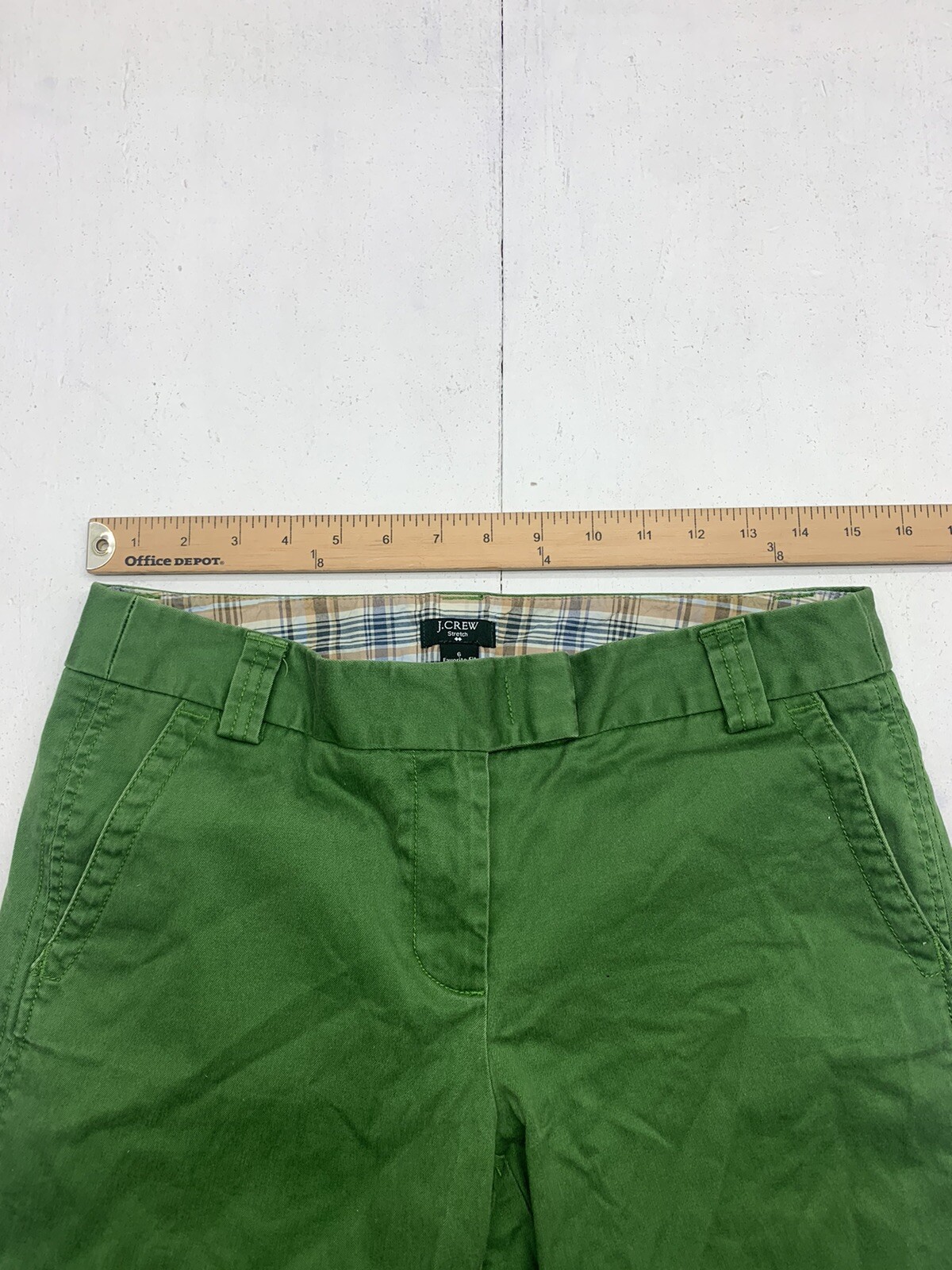 J Crew Stretch Favorite Fit Green Crop Pants Women s Size 6 EBay