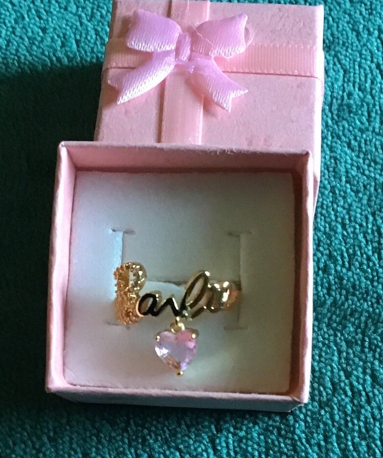 Barbie Ring With Pink Dangle Heart Charm | eBay