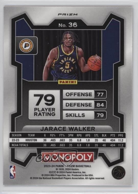 2023-24 Panini Prizm Monopoly Classic Icons Red Jarace Walker #36 ...