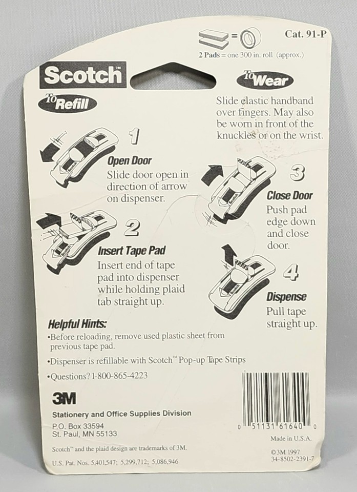 3M Scotch POP-UP TAPE DISPENSER Purple 1997 NOS 2 Tape Pads Refillable ...