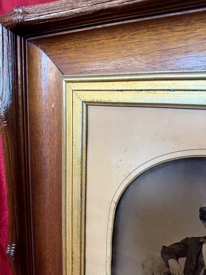 PAIR Antique Victorian CARVED WALNUT DEEP WELL Large PICTURE FRAME W ...
