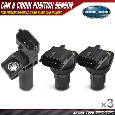 2x Camshaft & 1x Crankshaft Position Sensor for Mercedes-Benz C250 12 ...