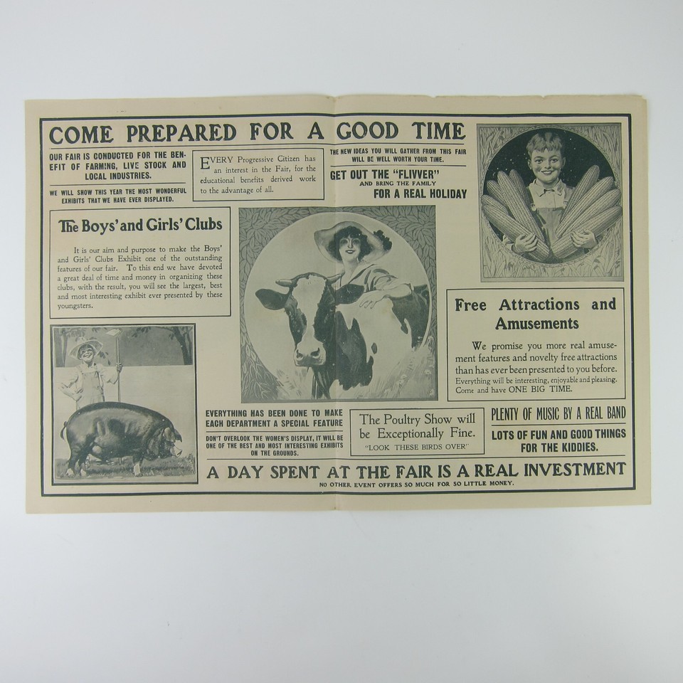 Union City Indiana Bi-County Fair Poster Art Deco Bifold Flyer Antique ...