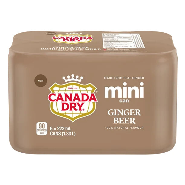 24 Cans of Canada Dry Ginger Beer Soft Drink 222ml Each Mini Cans - NEW ...