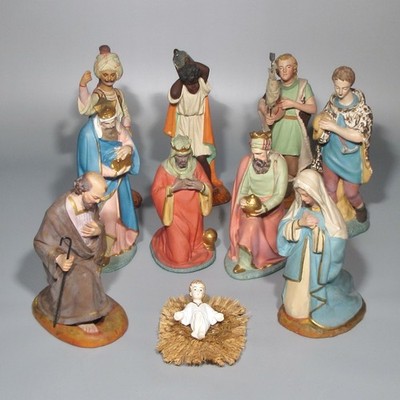 Antique Large French Church Santons Figurines, Christmas Nativity Set ...
