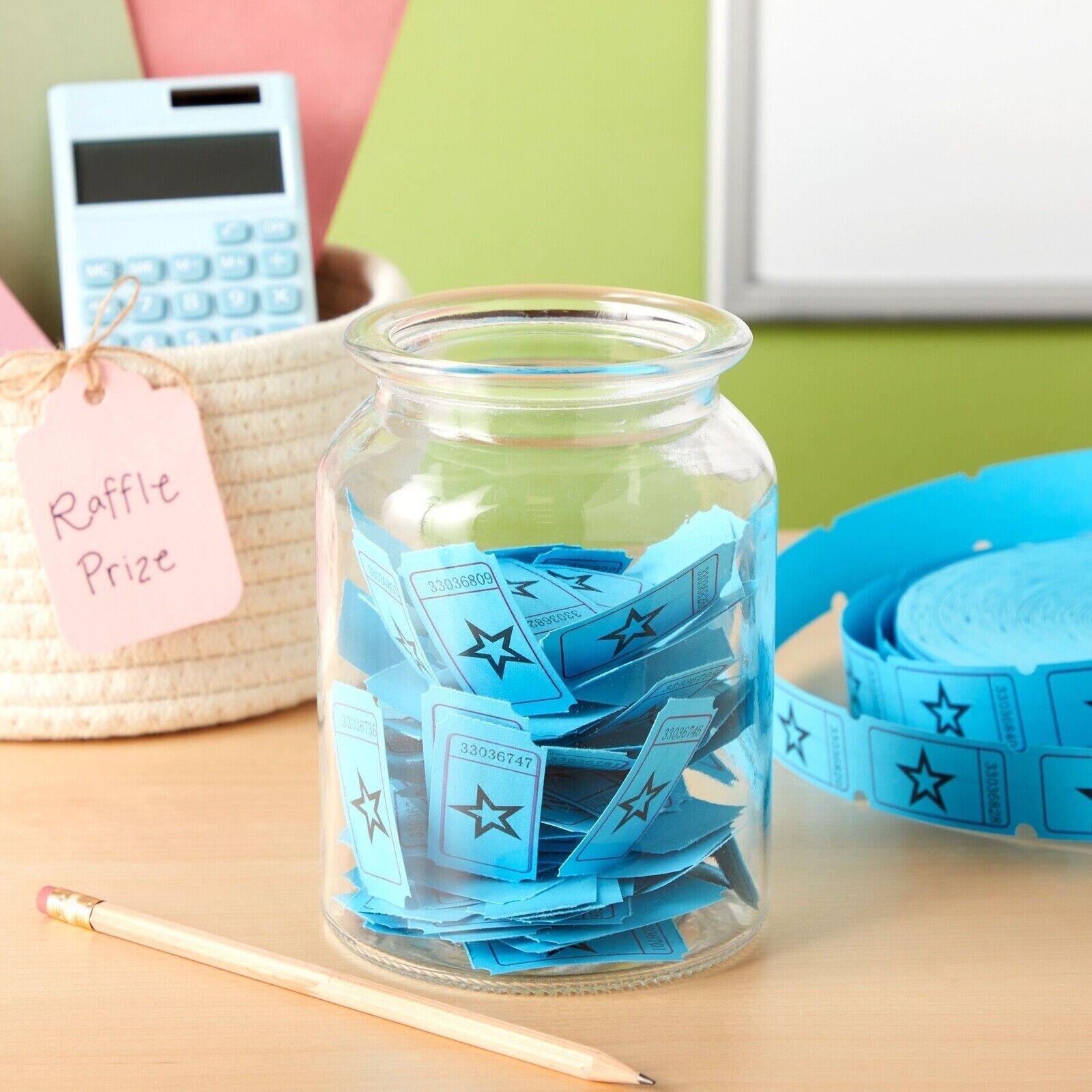 2000 Count Numbered Blue Star Raffle Tickets, Single Roll with Stars, 2 ...