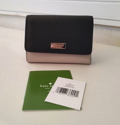 Kate Spade Laurel Way Joy Trifold Leather Wallet - Warm Beige/Black | eBay