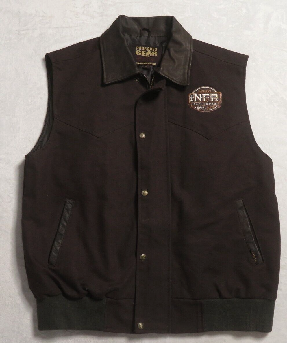 Wrangler 2014 NFR Las Vegas Rodeo Vest Size XL Men Pro Rodeo Gear Brown ...