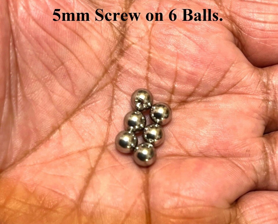 Surgical Steel 3 4 5 6 7 8 10 12 14 16 & 18mm SCREW ON SPARE BALLS 14g ...