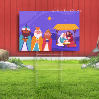 Nativity three kings Lawn Yard Sign Single-Sided with metal H-Stakes | eBay