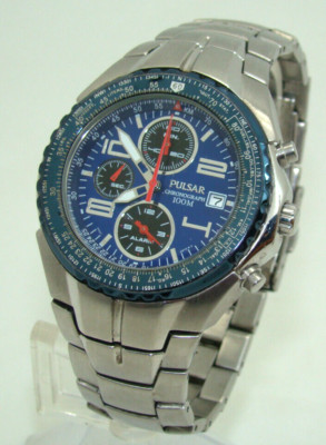PULSAR 7T62-X041 42mm STAINLESS STEEL QUARTZ CHRONOGRAPH WATCH NOT ...